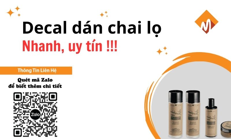 In decal dán chai lọ, chai thủy tinh chất lượng cao